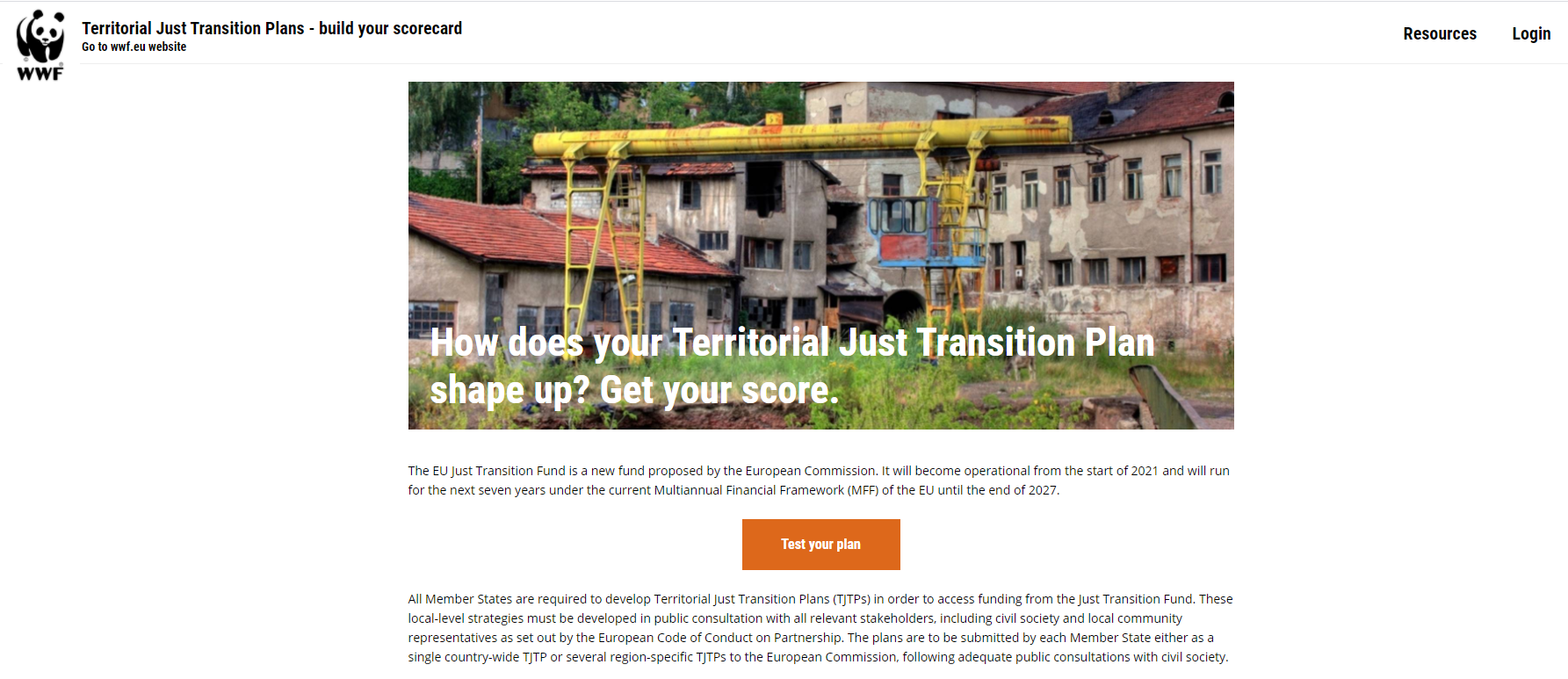 Just Transition: WWF launches 'scorecard' tool for local plans | WWF